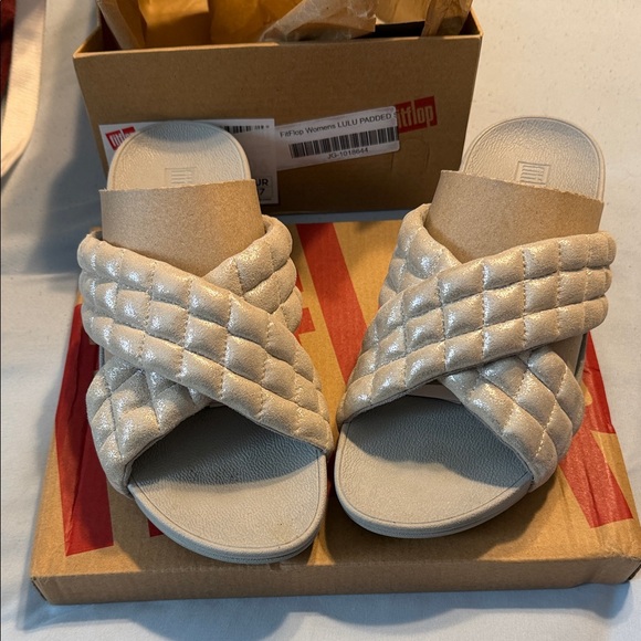 Fitflop | Shoes | Fitflop Silver Lulu Slides | Poshmark
